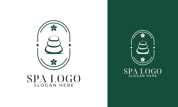 Serene Spa Emblem with Stacked Stones and Clover Accents | Jiffy Designs