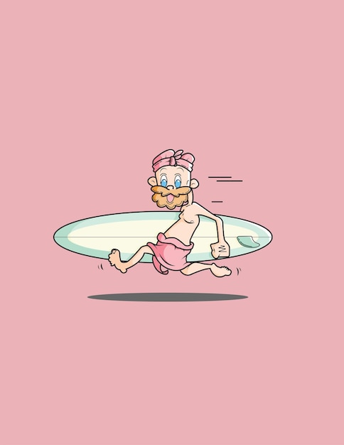 Whimsical Cartoon Character Surfing on a Colorful Wave | Jiffy Designs