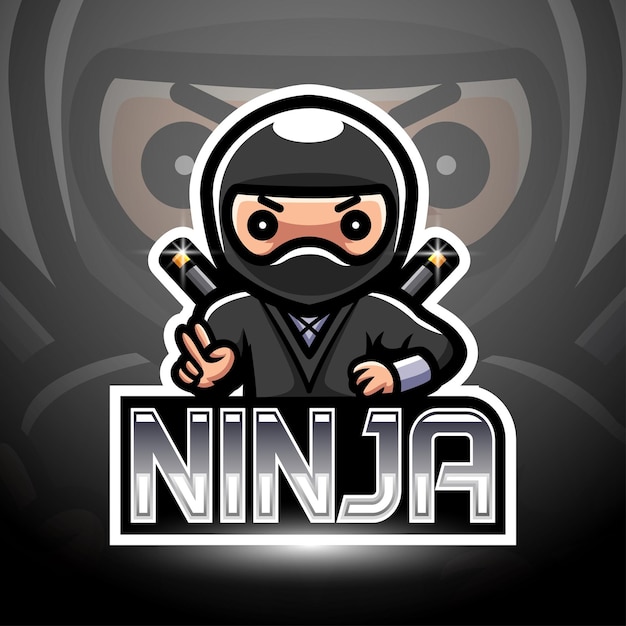 Fearless Ninja Warrior: Mascot Emblem with Crossed Swords | Jiffy Designs