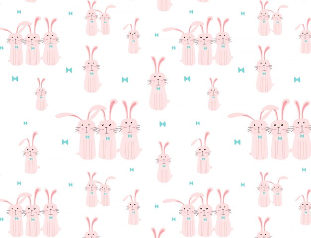Delightful Bunny Pattern with Pastel Tones and Whimsical Motifs | Jiffy ...