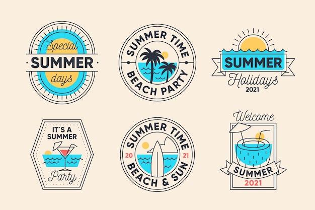 Vibrant Summer-Themed Emblem Collection Celebrating Beach Parties and ...