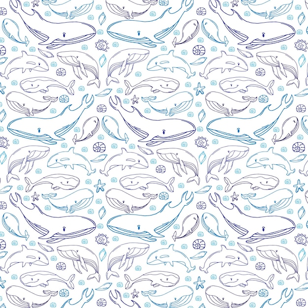 Enchanting Underwater Realm: Whimsical Sea Creatures Adorn Seamless ...