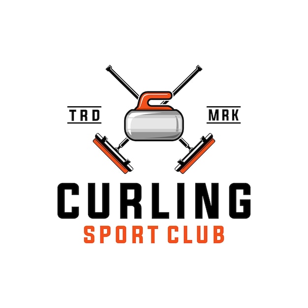 Captivating Curling Sport Club Logo with Crossed Brooms | Jiffy Designs