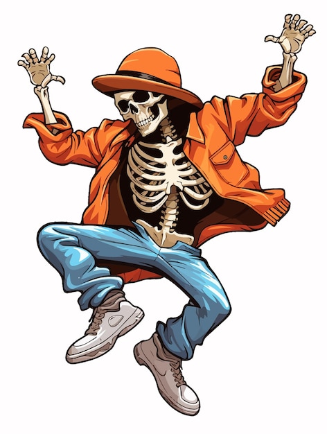 Lively Skeleton Dressed in Vibrant Attire Strikes a Playful Pose ...