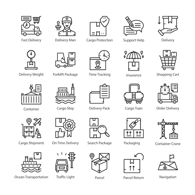 Comprehensive Logistics Icons: A Visual Guide to Shipping and Delivery ...