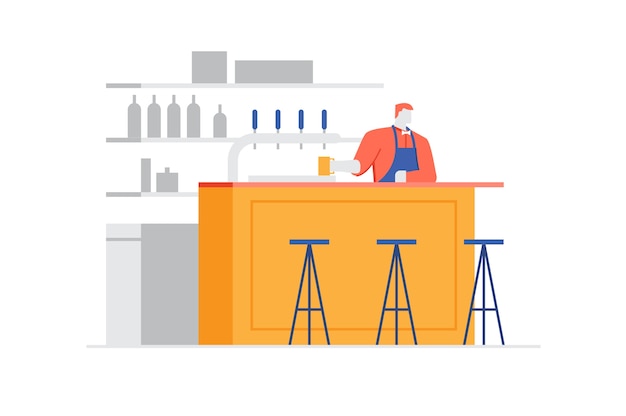 Vibrant Bar Counter with Bartender Serving Drinks | Jiffy Designs