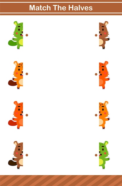Charming Animal Halves Match Game for Kids | Jiffy Designs