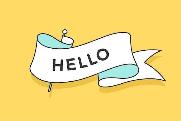 Vibrant Hello Banner with Playful Ribbon and Lettering | Jiffy Designs