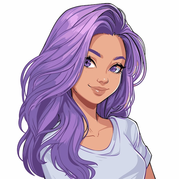 Vibrant Violet Vixen: A Captivating Illustrated Portrait | Jiffy Designs