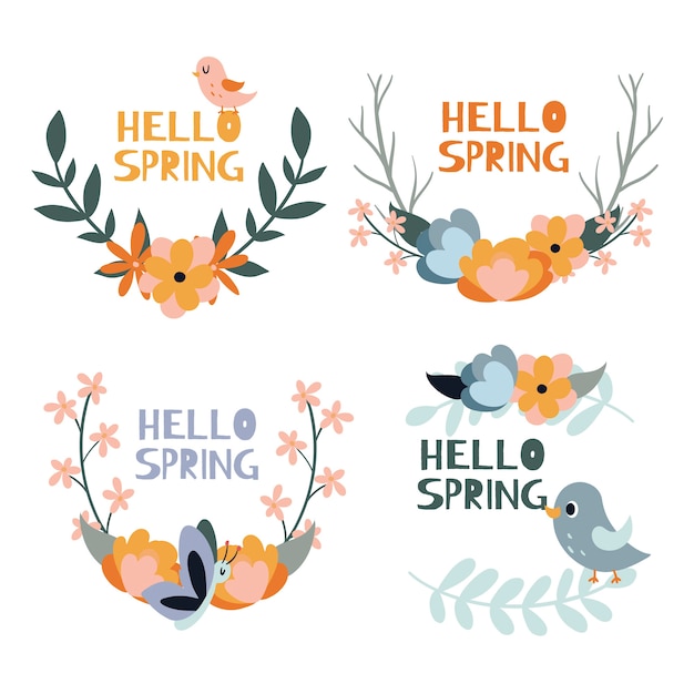 Vibrant Spring Illustrations with Floral Wreaths and Woodland Creatures ...
