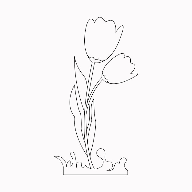 Minimalist Tulip Line Drawing with Cursive Signature | Jiffy Designs