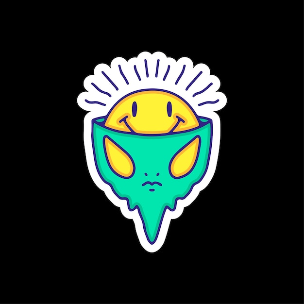 Vibrant Alien Face with Funky Mohawk Design | Jiffy Designs