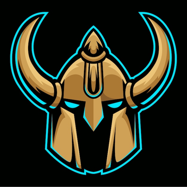 Mighty Warrior Emblem in Shades of Gold and Teal | Jiffy Designs