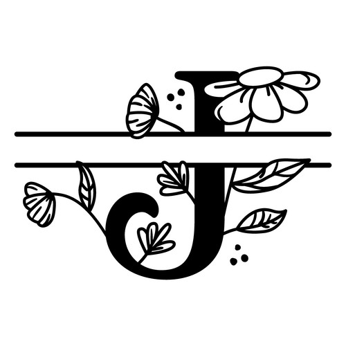 Floral Split J Monogram | Jiffy Designs