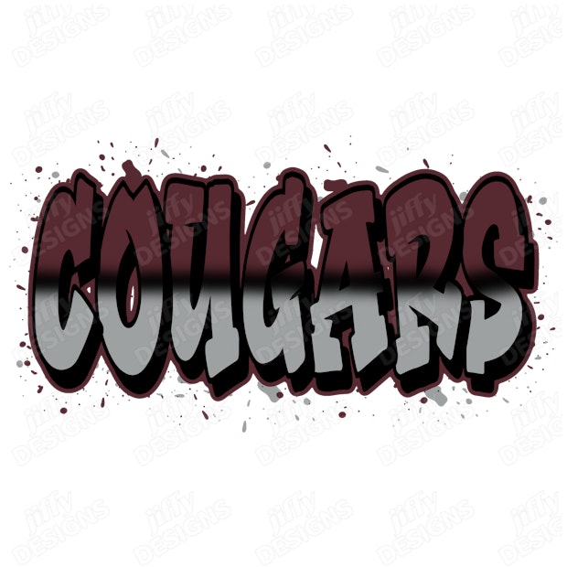 'Cougars' Graffiti-Style Lettering with Gradient and Speckled ...