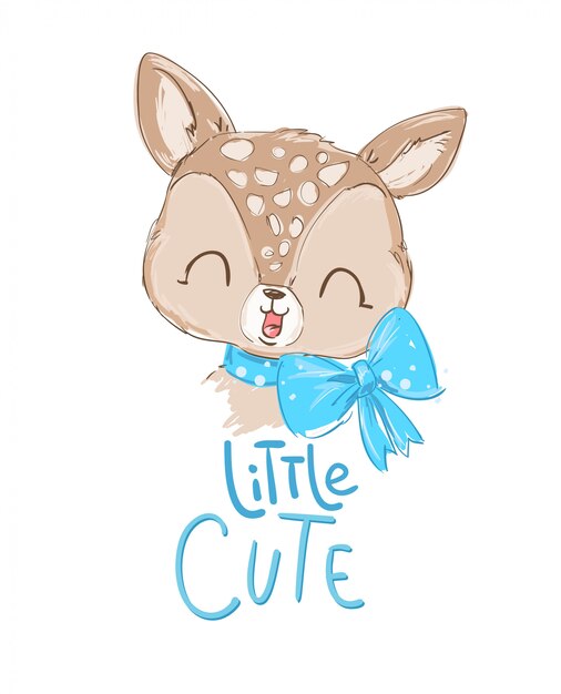 Adorable Spotted Fawn with Playful Blue Bow Illustration | Jiffy Designs