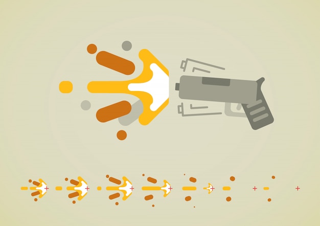 Illustration of Gun and Bullet Trails on Beige Background | Jiffy Designs