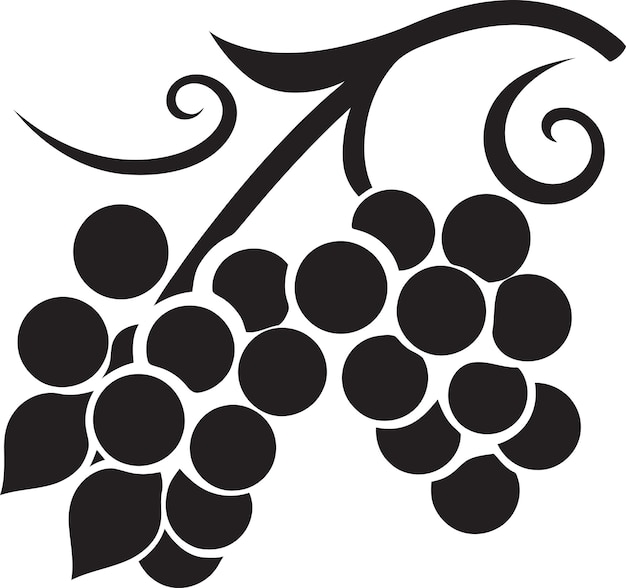 Elegant Black Grape Cluster Silhouette | Jiffy Designs