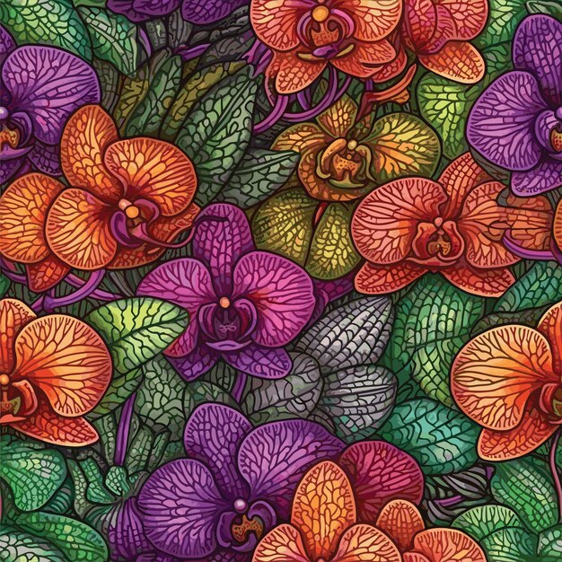 Vibrant Orchid Tapestry: Captivating Floral Mosaic | Jiffy Designs