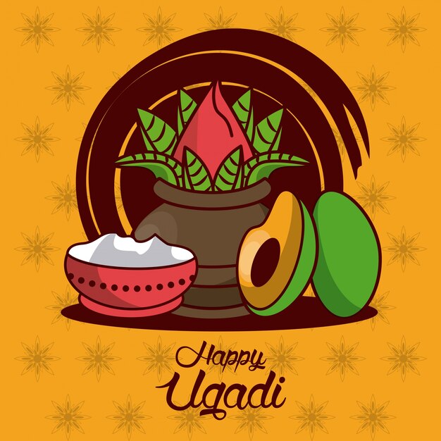 Vibrant Ugadi Celebration Elements with Festive Background | Jiffy Designs