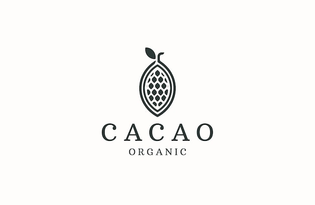 Elegant Cacao Organic Logo with Minimalist Cocoa Pod Icon | Jiffy Designs