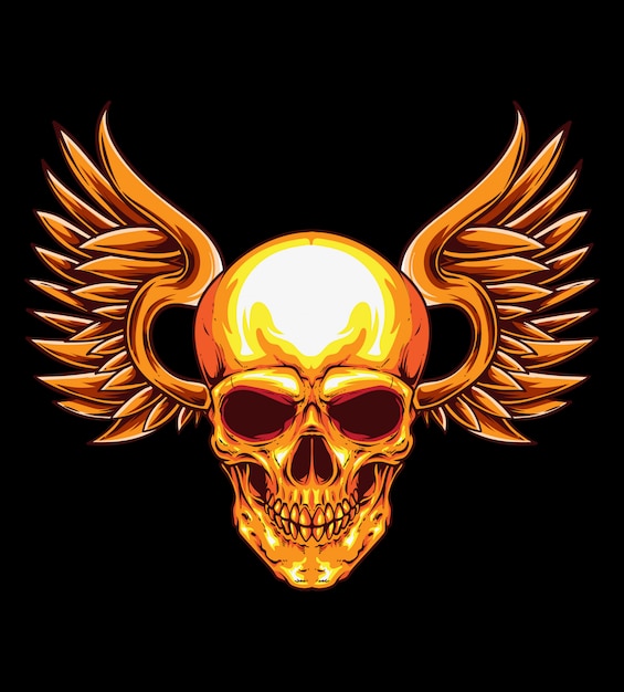 Fiery Winged Skull with Blazing Orb Illustration | Jiffy Designs