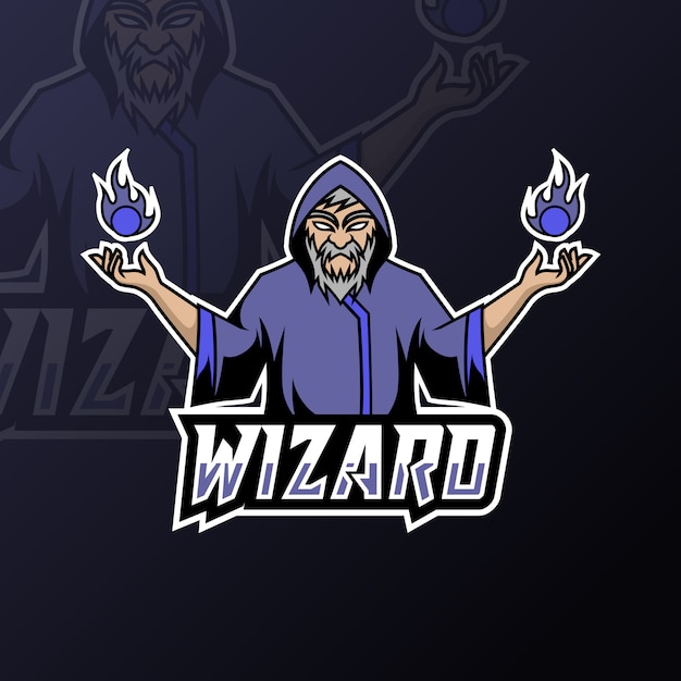 Captivating Wizard Mascot with Enchanting Flame Hands | Jiffy Designs