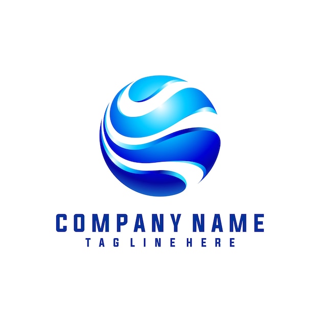 Flowing Waves of Vibrant Blue Sphere Logo Design | Jiffy Designs