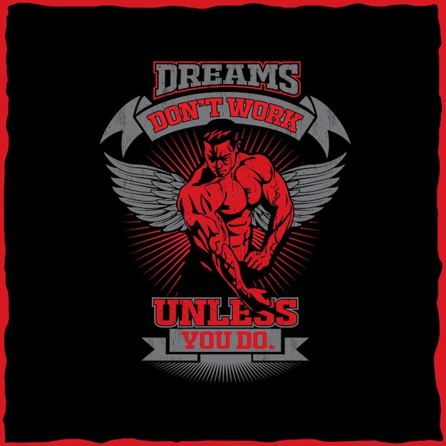 Powerful Red Muscular Figure with Motivational Slogan | Jiffy Designs