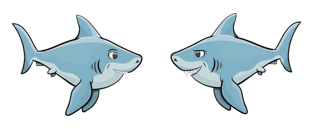 Friendly Shark Duo: Playful Cartoon Sea Creatures | Jiffy Designs