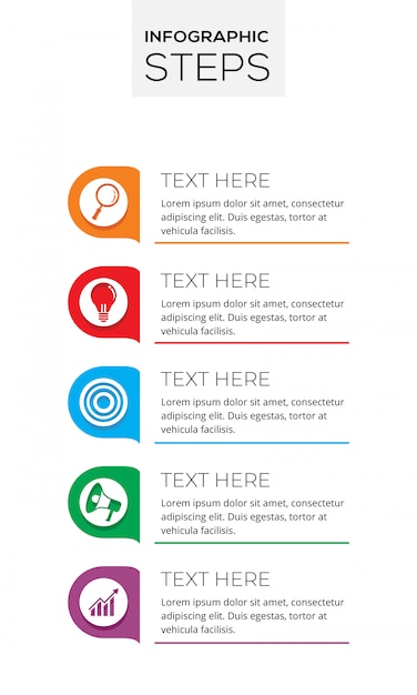 Infographic Design with Colorful Steps and Icon Placeholders | Jiffy ...