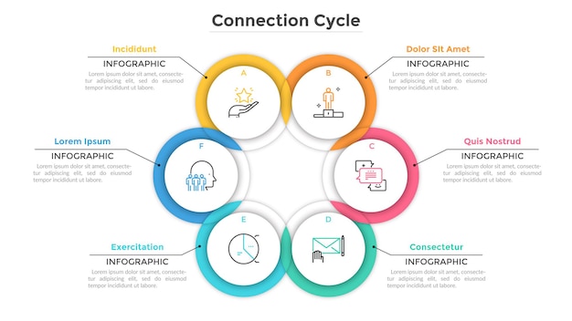 Colorful Circular Infographic Depicting Connection Cycle with Diverse ...