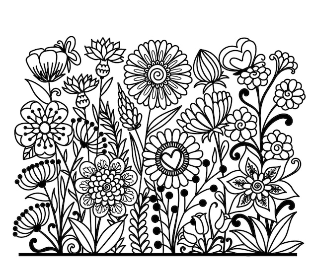 Intricate Black and White Floral Doodle Illustration | Jiffy Designs