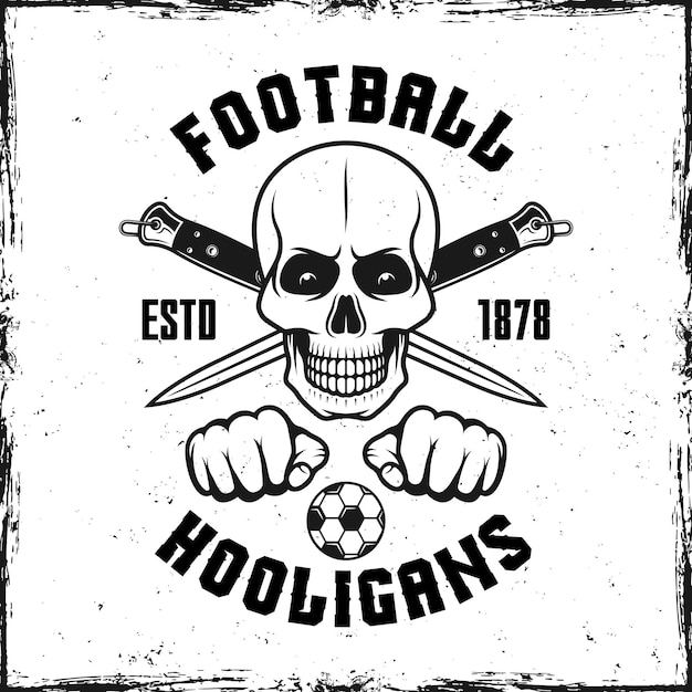 Gritty Football Hooligans Emblem with Skull and Crossed Swords | Jiffy ...
