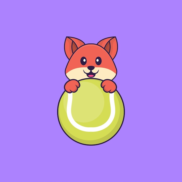 Adorable Fox Peeking Out from Tennis Ball | Jiffy Designs