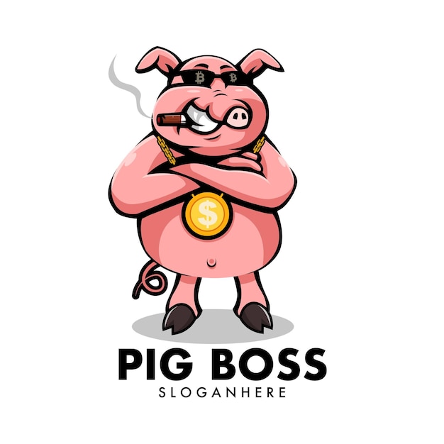 Confident and Charismatic Pig Boss Mascot Illustration | Jiffy Designs