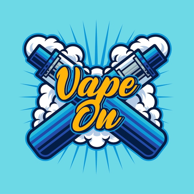 Vibrant Vaping Illustration with Crossed Vape Devices | Jiffy Designs