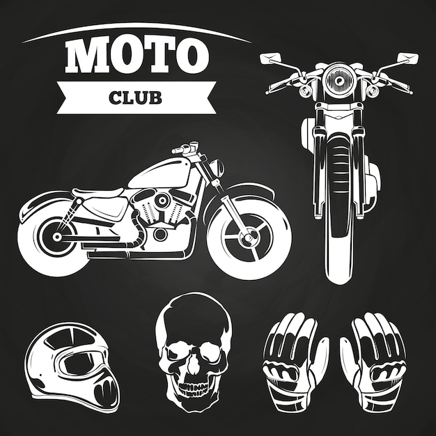 Vintage Motorcycle Club Design with Skulls and Gloves Illustration ...