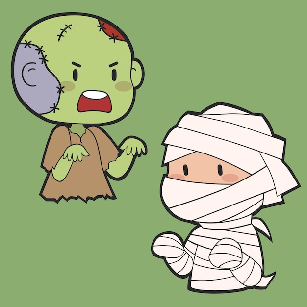 Spooky Mummy and Ghoulish Zombie Cartoon Characters | Jiffy Designs