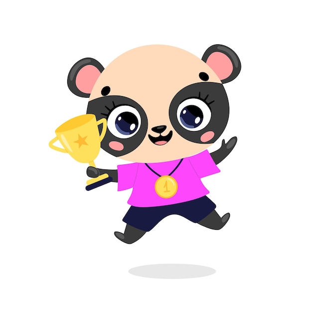Adorable Panda Character Holding a Golden Trophy | Jiffy Designs