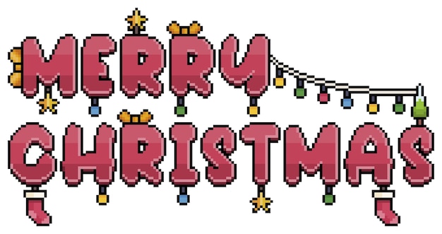Festive Pixel Art Christmas Greeting with Colorful Lights | Jiffy Designs