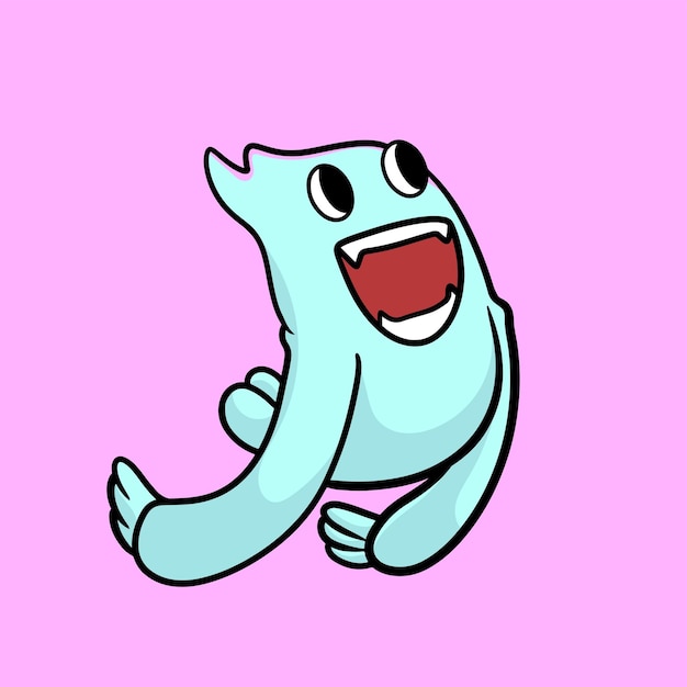 Cheerful Aqua Blue Cartoon Creature with Wide Open Mouth | Jiffy Designs