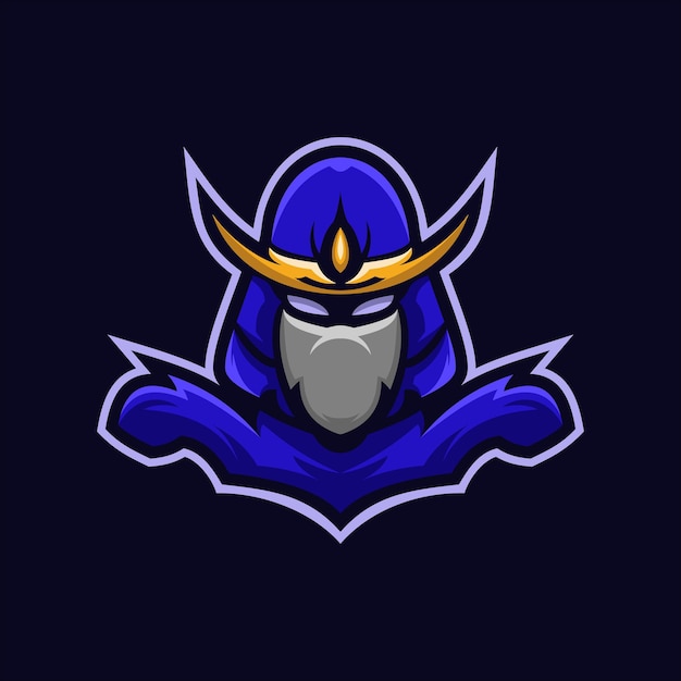 Majestic Ninja Warrior Emblem in Bold Blue | Jiffy Designs