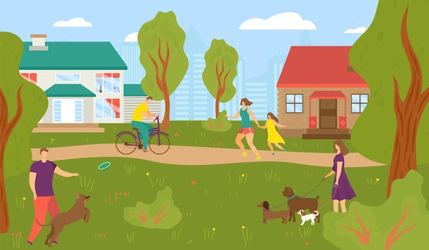 Vibrant Neighborhood Scene with Outdoor Activities and Playful ...