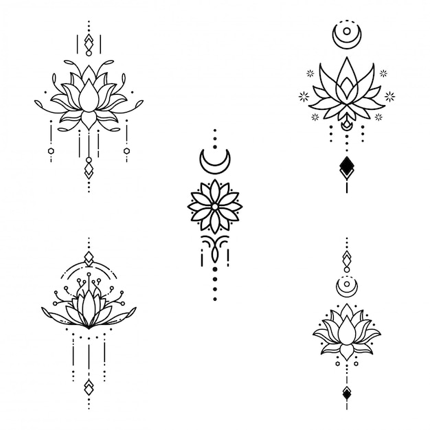 Elegant Lotus Flower Designs with Intricate Geometric Patterns | Jiffy ...