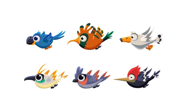 Vibrant Cartoon Bird Characters Collection with Expressive ...