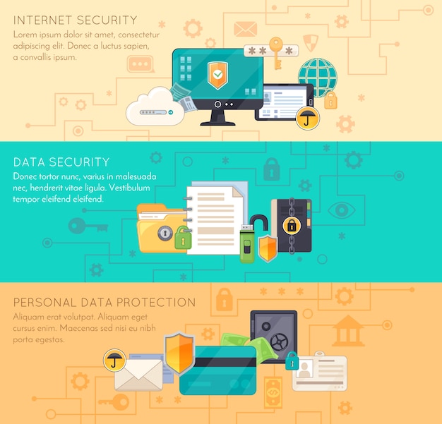 Internet Security, Data Protection and Privacy Illustrations Set ...