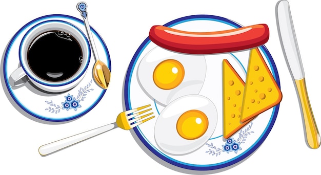 Delightful Breakfast Plate with Coffee Cup and Utensils | Jiffy Designs