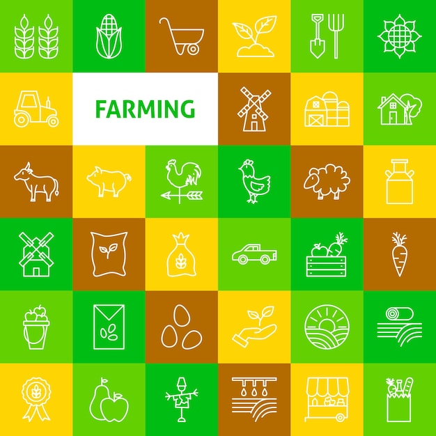 Vibrant Farming Mosaic: Diverse Agricultural Icons and Symbols | Jiffy ...