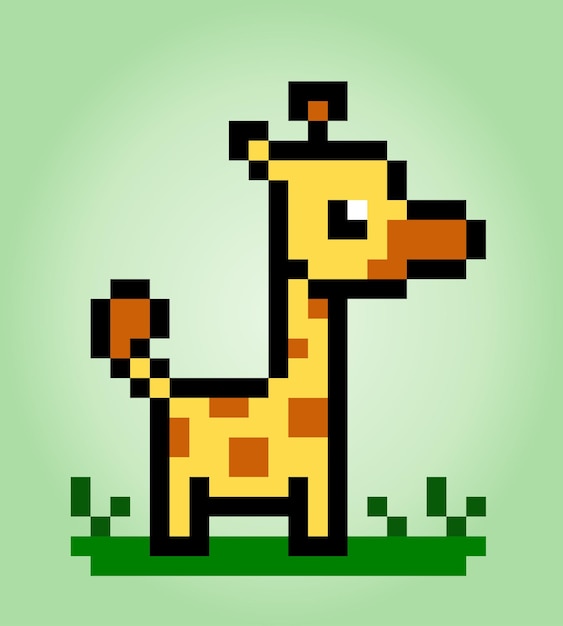 Charming Pixel Art Giraffe in Grassy Field | Jiffy Designs